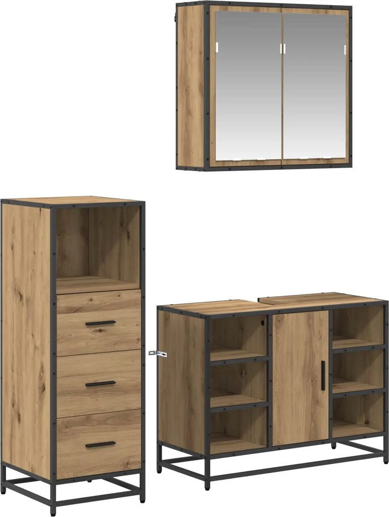 Sada koupelnového nábytku 3 ks Artisanový dub 80 x 33 x 60 cm 3402525