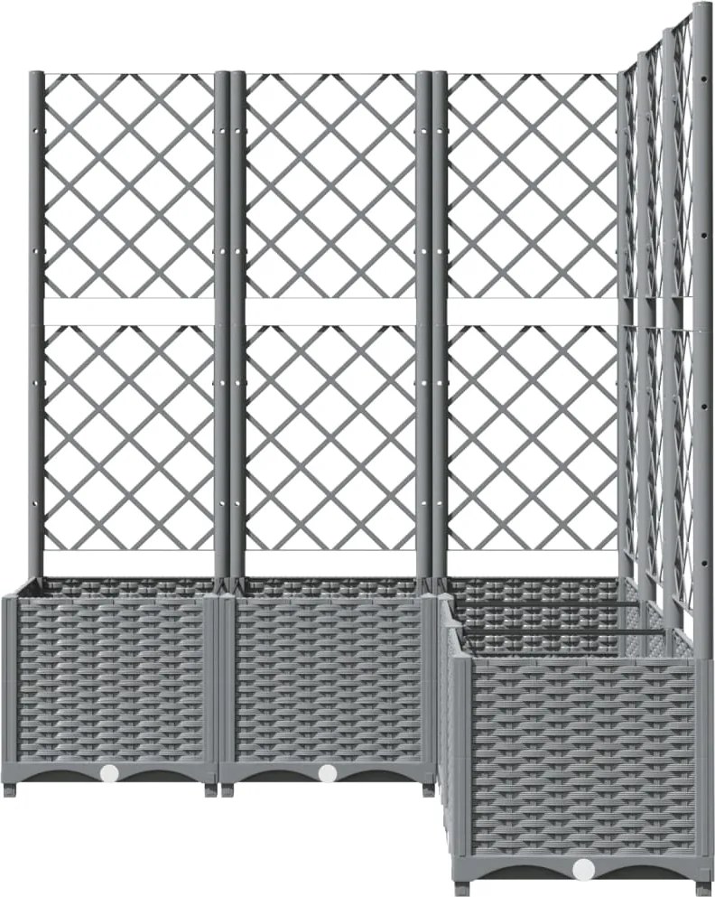 Zahradní truhlík s treláží světle šedý 120 x 120 x 136 cm PP 153278