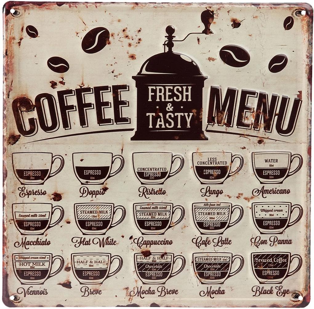 Plechová nástěnná cedule Coffee menu - 30*0.5*30 cm Clayre & Eef