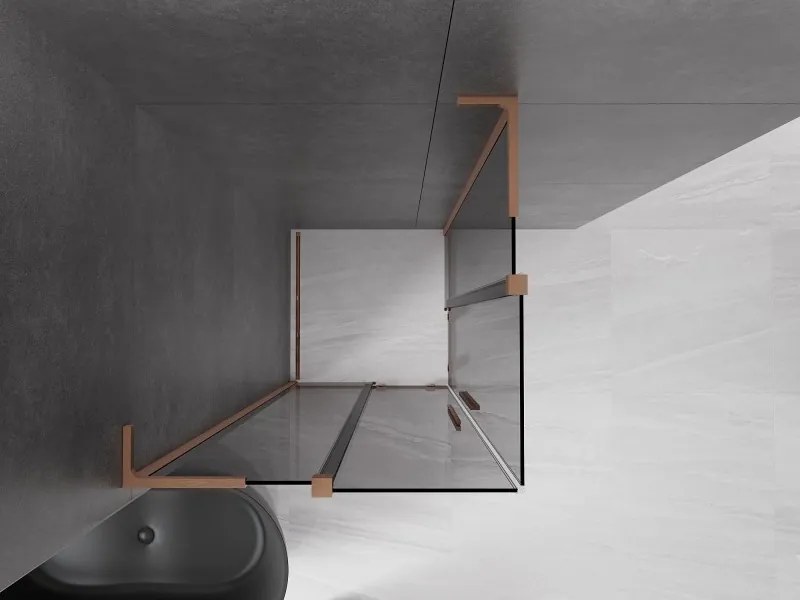 Mexen Velar L Duo, sprchový kout s posuvnými dveřmi 90 x 90 cm, 8mm šedé sklo, měděná matná, 871-090-090-02-43-65