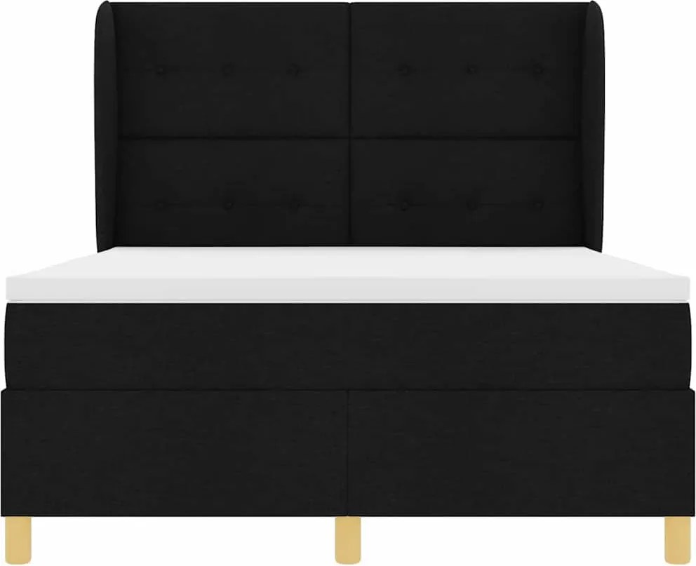 Postel s boxspringem s čelo Černý 200 x 140 cm textil 3340755