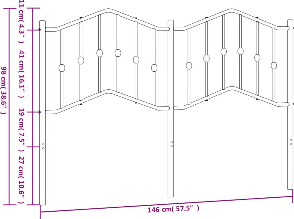 vidaXL Kovové náhradní čelo postele 140 cm [373871] Barva: Černá