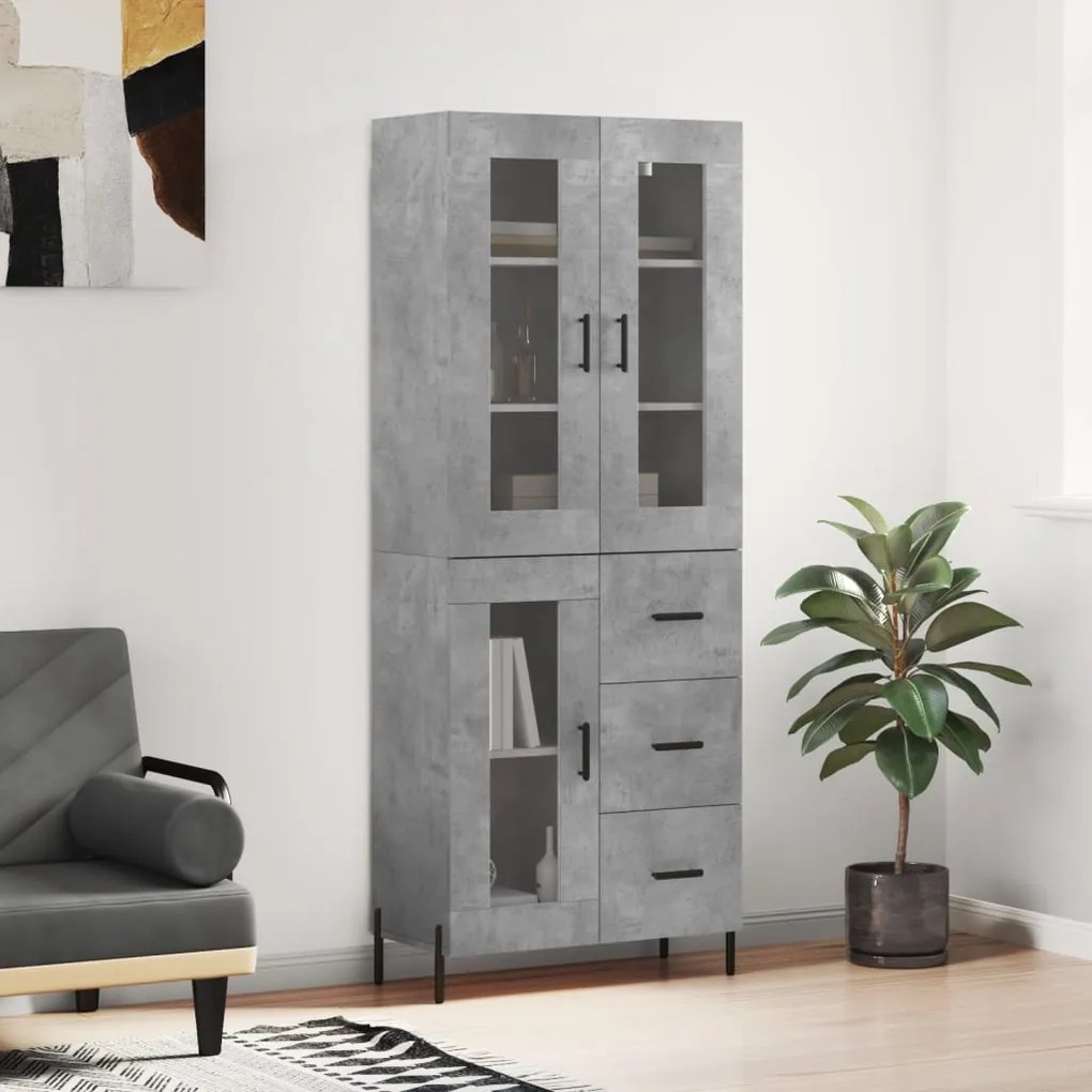Skříň highboard betonově šedá 69,5x34x180 cm kompozitní dřevo 3198605