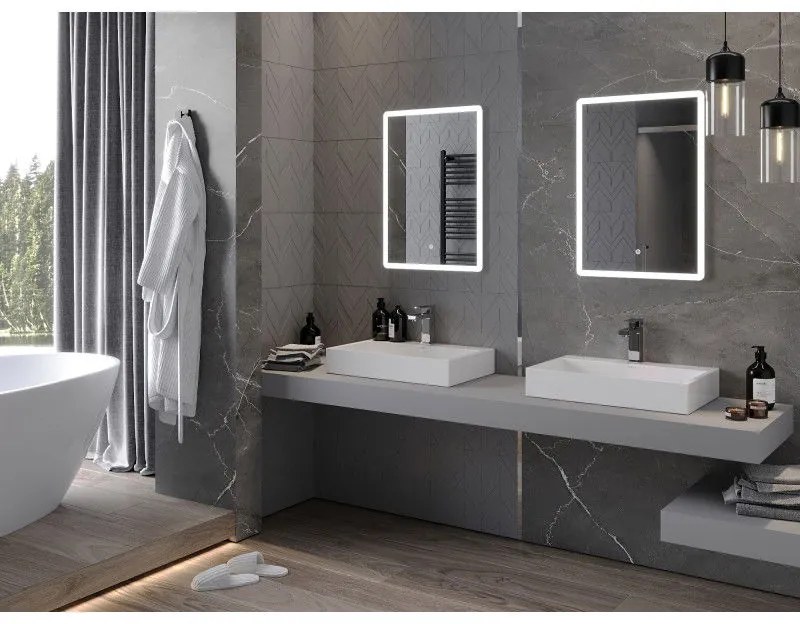 Mexen Navia, LED koupelnové zrcadlo s podsvícením 50 x 70 cm, 6000K, ochrana proti zamlžování, 9803-050-070-611-00