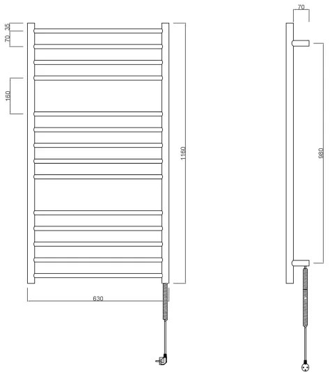 Sapho - Elektrický sušák na ručníky REDONDO 130W/230V 63x116 cm lesklý chrom