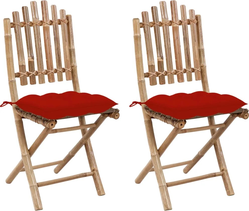 Skládací židle 2 ks s bambusovými polštáři 3064008