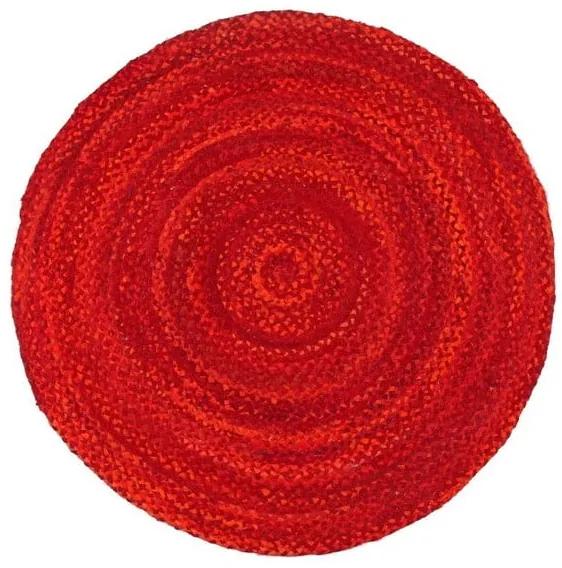 Červený bavlněný kruhový koberec Eco Rugs, Ø 150 cm