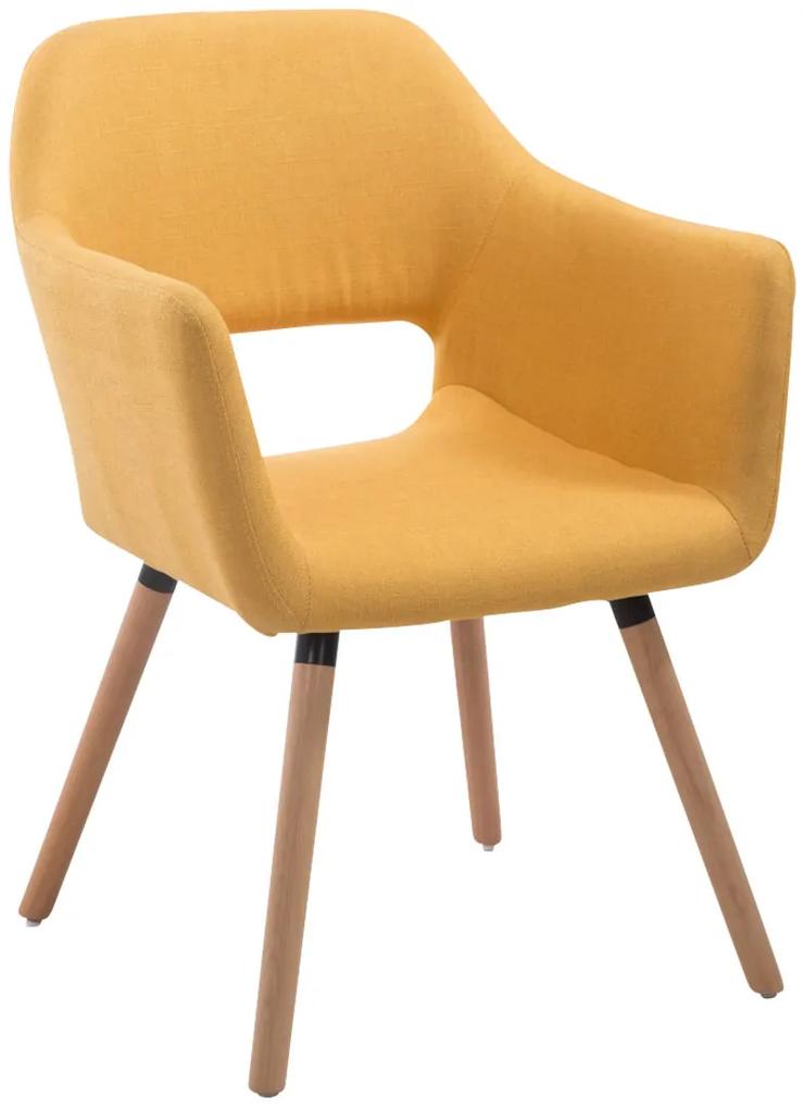 Jídelní židle Auckland látka, dřevěné nohy natura Barva  Žlutá