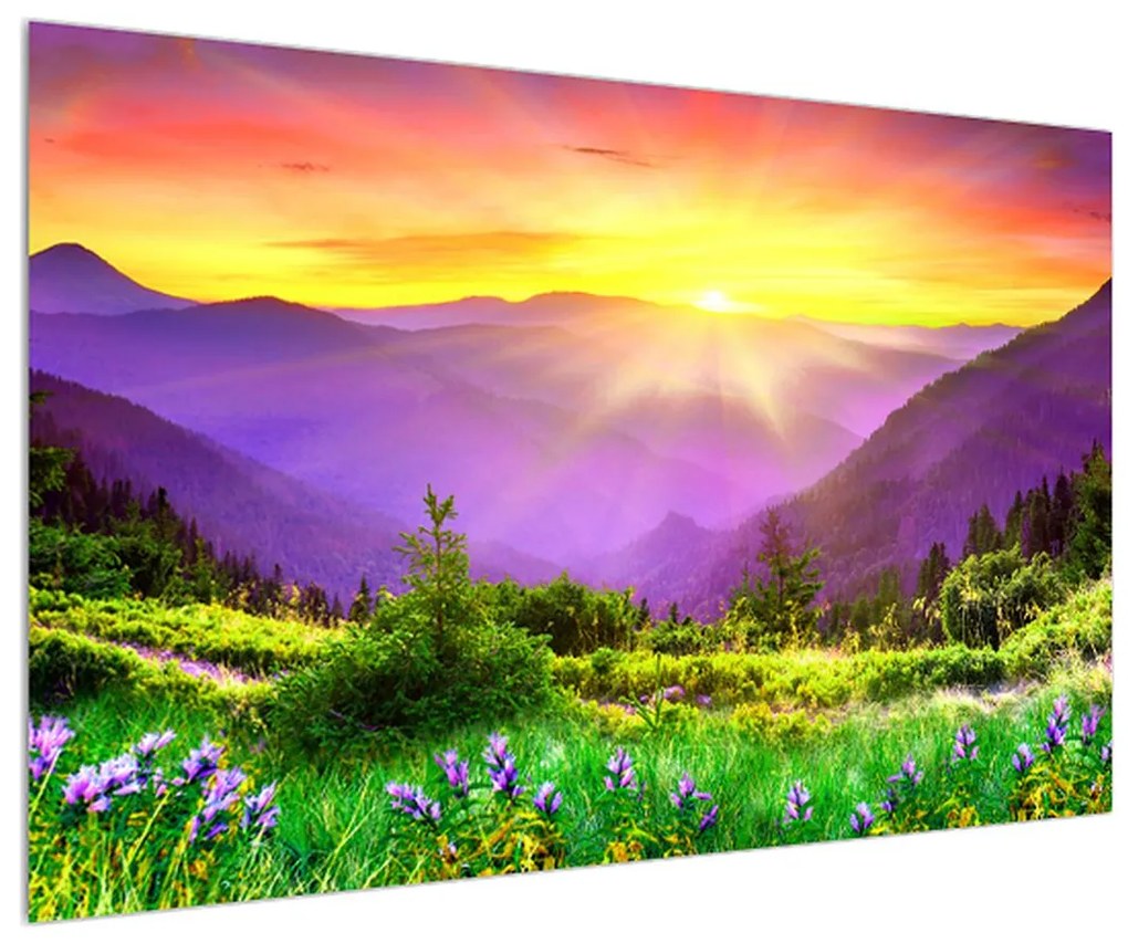 Obraz horské krajiny s východem slunce (120x80 cm)