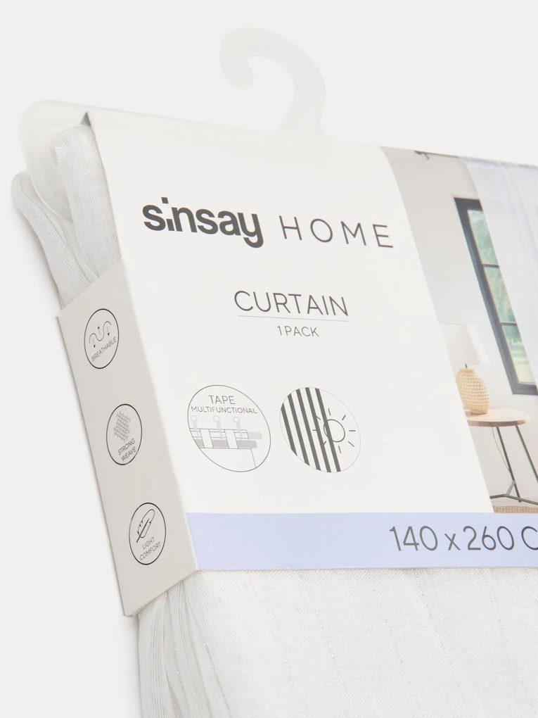 Sinsay - Záclona na řasící pásce s lesklou lurexovou nití - bílá