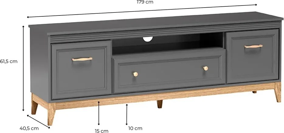 TERRA s | TV stolek TA-9 | 179 cm | šedá