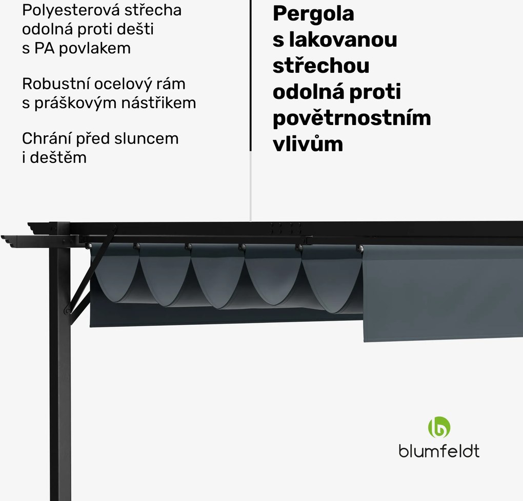 Blumfeldt Pantheon Robust Pergola, 3x3 m práškově lakovaná ocel odolná vůči povětrnostním vlivům
