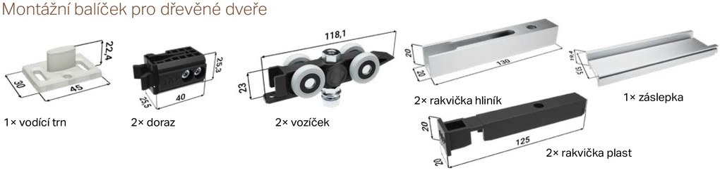 Sada JAP pro pouzdra Aktive II Standard a Emotive II Standard (dřevěné dveře)