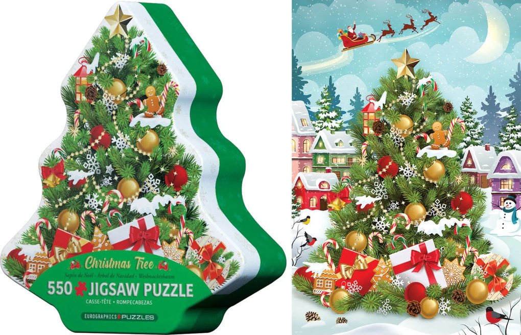 Puzzle eurographics puzzle v plechové krabičce vánoční stromeček 550 dílků