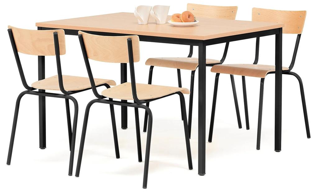 AJ Produkty Jídelní sestava JAMIE + PORTLAND, stůl 1200x800 mm + 4 židle, buk/černá