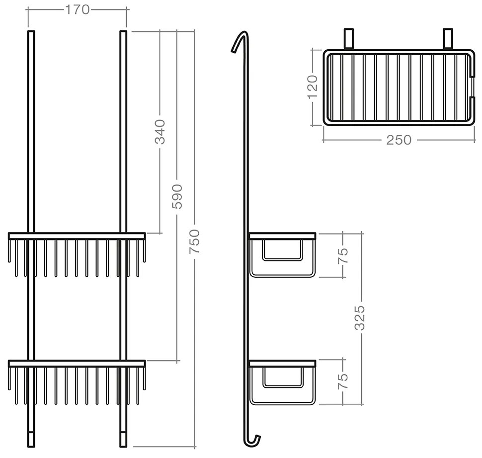 Roth Závěsná polička SHELF UNI do sprchového koutu Varianta: rozměry: 75x25 cm, povrchová úprava: chrom - (SHELF UNI - 8000279)