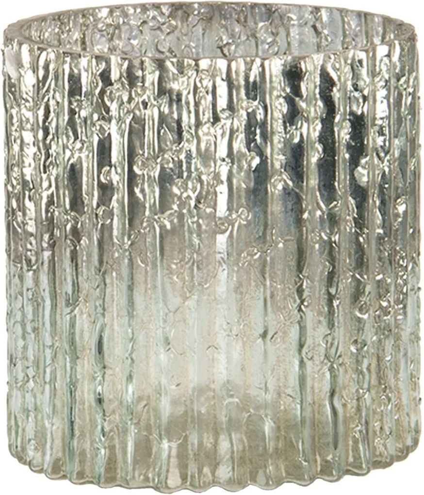 Bílo stříbrný skleněný svícen Ines - Ø 8*8 cm