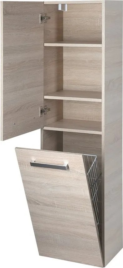 Aqualine Aqualine, VEGA Skříňka vysoká s košem 40x150x31cm, dub platin, VG960