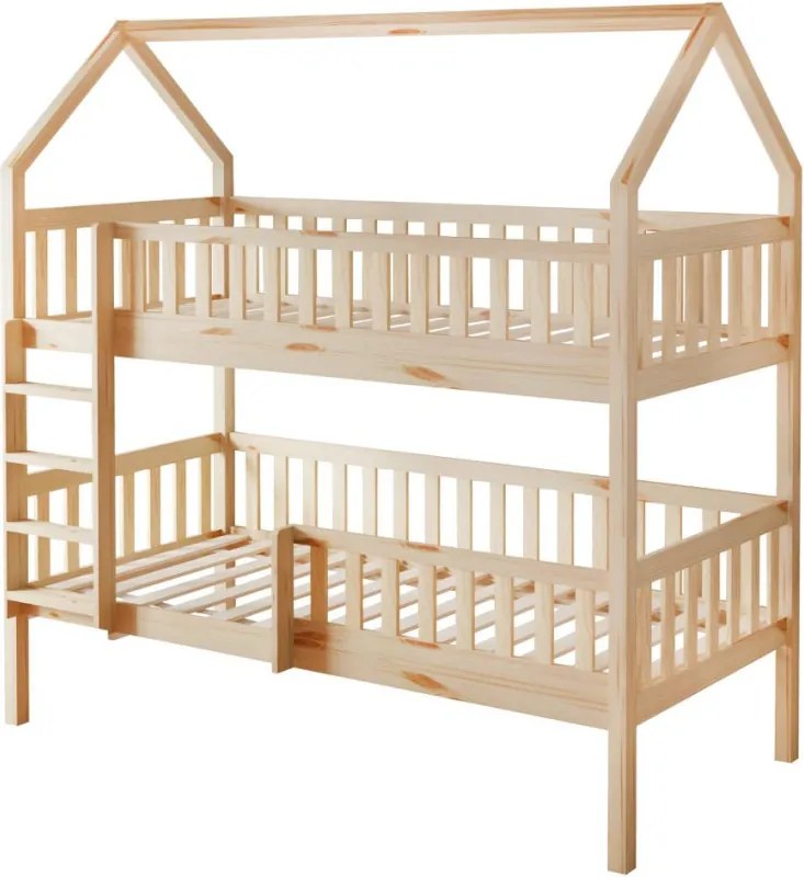 Montessori patrová postel 90x200 s přistýlkou, přírodní, VENITA TYP 1 Kondela 0000396837
