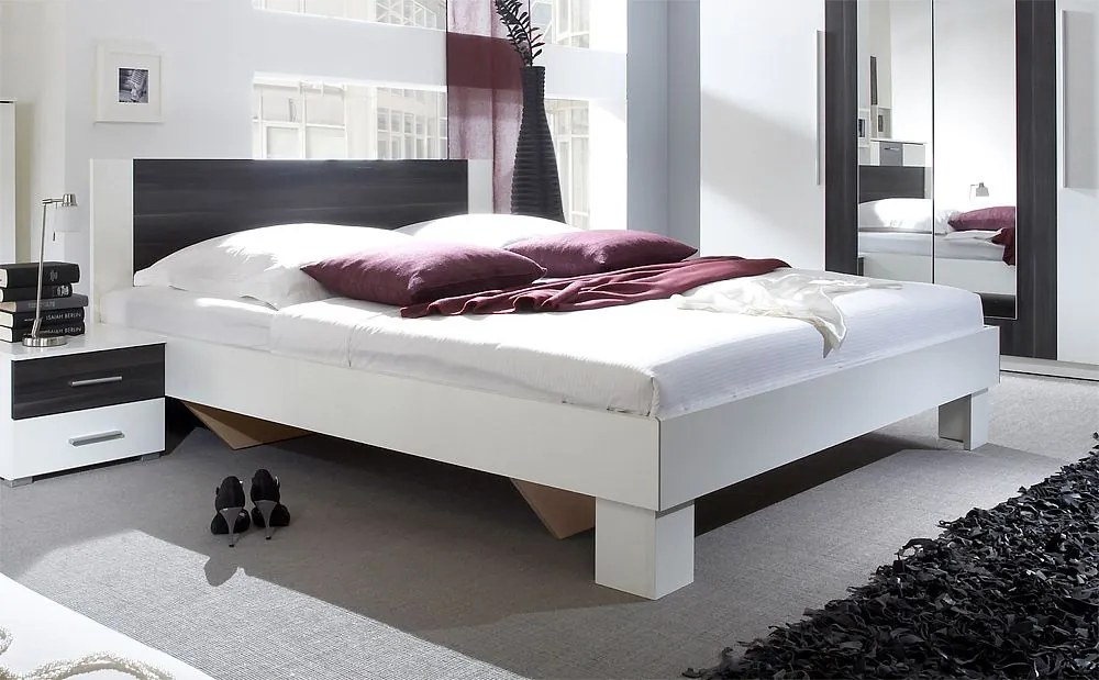 Manželská postel s nočními stolky Veria boc, LTD, bílá / ořech černý