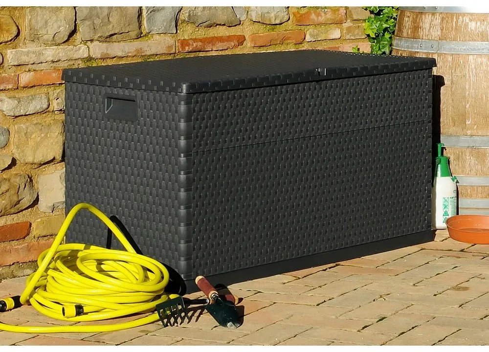 Tmavě šedý zahradní úložný box Rattan – Toomax