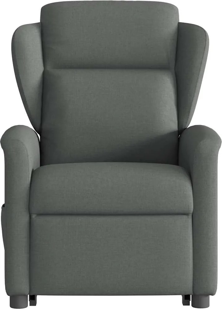 Zvedací masážní polohovací křeslo tmavě šedé textil 3303145
