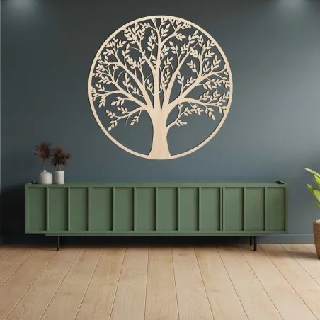 Dřevěný Strom života v kruhu | Elegantní dekorace na zeď | SENTOP PR0217