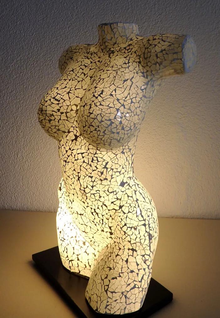Stolní lampa - TORZO ŽENY, ruční práce, mozaika