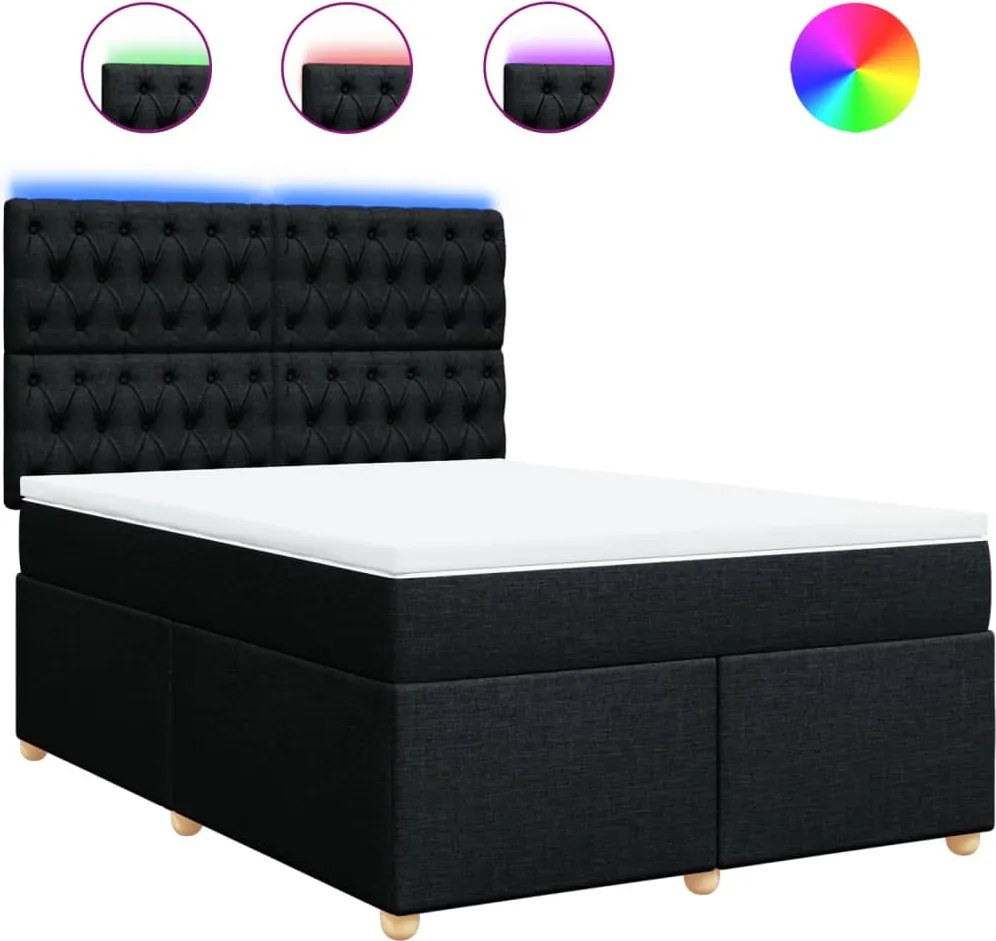 Box spring postel s matrací černá 140 x 190 cm textil 3293584