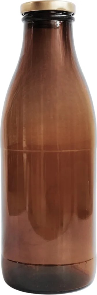 Skleněná láhev na mléko 1 000 ml hnědá se zlatým víčkem JOTA