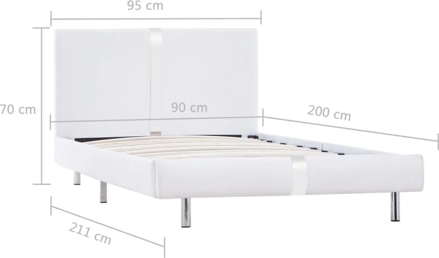 vidaXL Marketos Rám postele bílý umělá kůže 90 x 200 cm