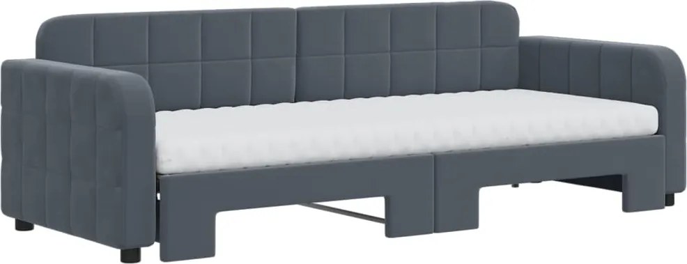 Válenda s přistýlkou a matracemi tmavě šedá 80 x 200 cm samet 3196947