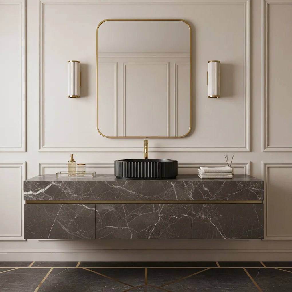 Rea Margaret, umyvadlo na desku 490x355x125 mm, černá-imitace kamene, REA-U7344