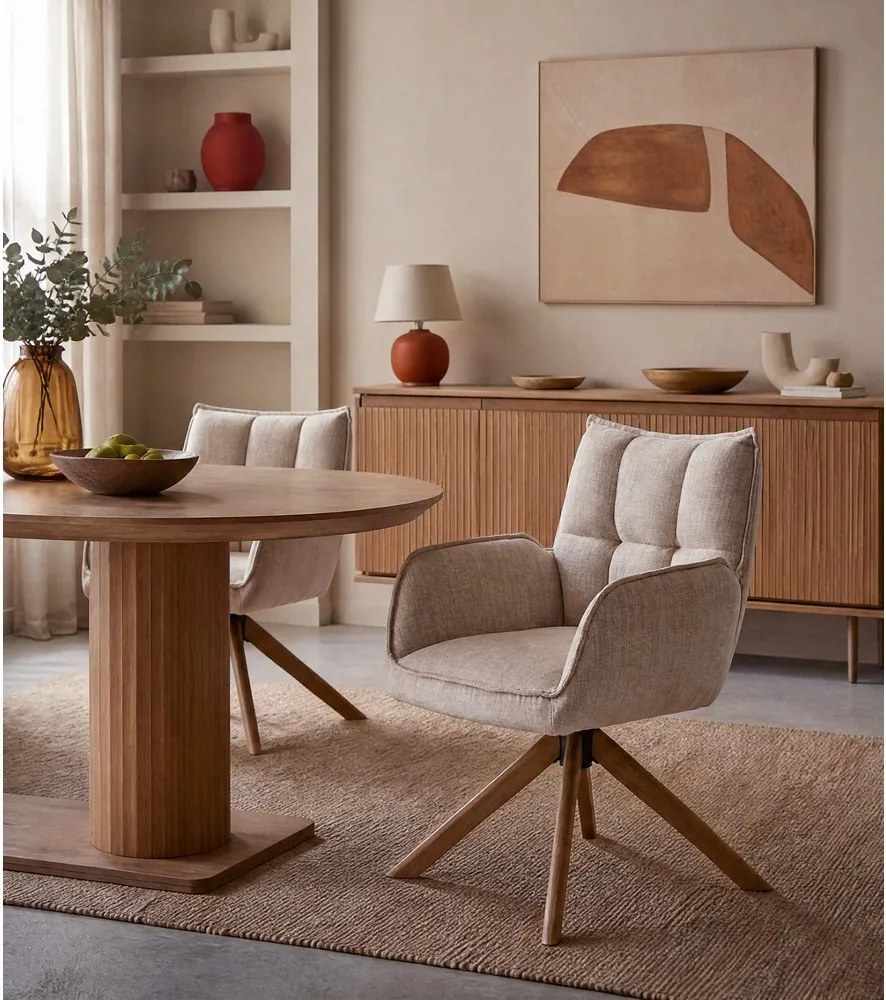 Krémová čalouněná jídelní křesla v sadě 2 ks Marilla – Unique Furniture