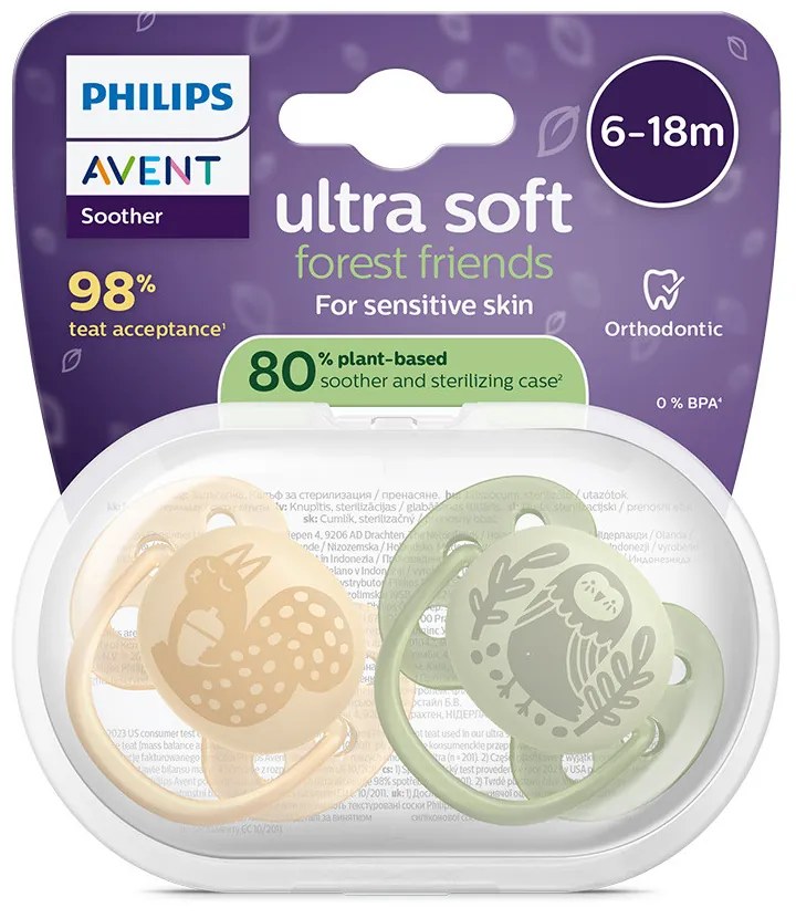 PHILIPS AVENT Šidítko Ultrasoft Premium neutral 6-18 m obrázek 2 ks Philips Avent