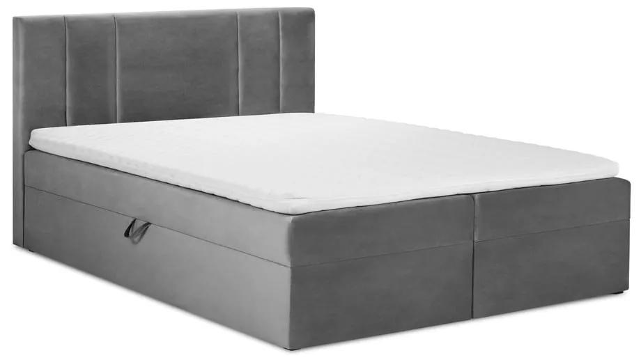 Šedá boxspring postel s úložným prostorem 200x200 cm Afra – Mazzini Beds