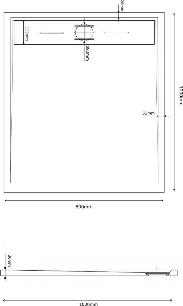 Gamma Erga Almac, SMC sprchová vanička 100 x 80 x 3 cm, černá matná, ERG-GMA-AL-80100BK