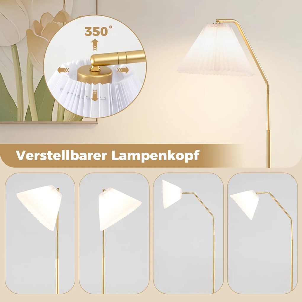 Costway Stojací lampa obývací pokoj 168 cm E27 oblouková lampa s nastavitelnou