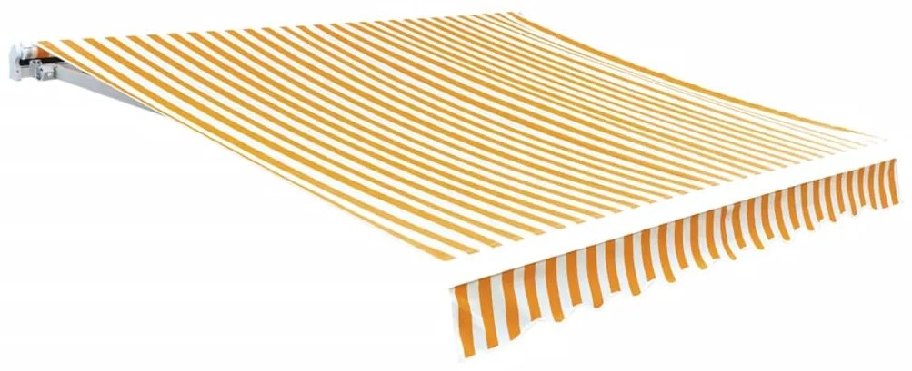 Náhradní plachta na markýzu žlutá a bílá 400 x 300 cm polyesterová 141017