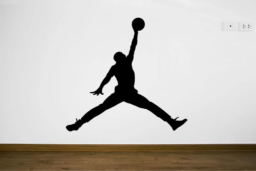 Lepy.cz Samolepka na zeď Jordan - basketbalista Velikost (šířka x výška): 85x79cm, Barevná varianta: Bílá