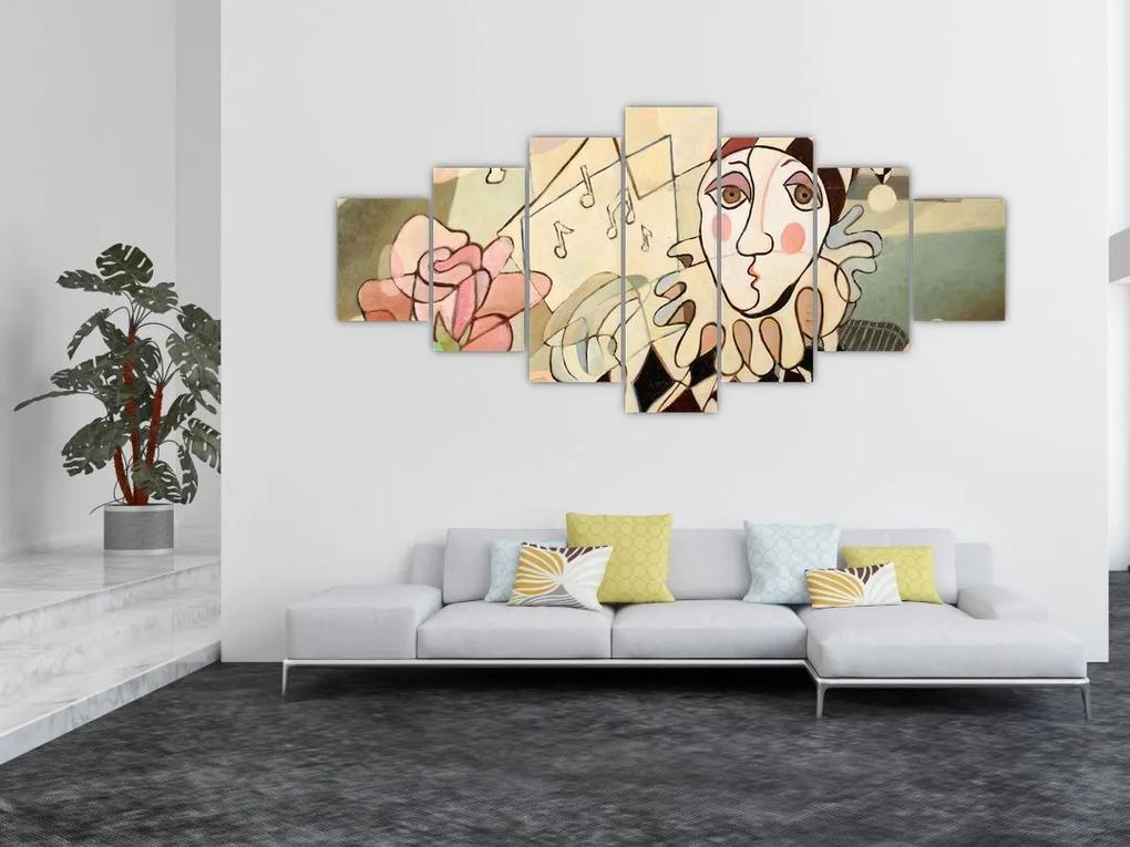 Obraz - Kubismus - harlequin and rose (210x100 cm)