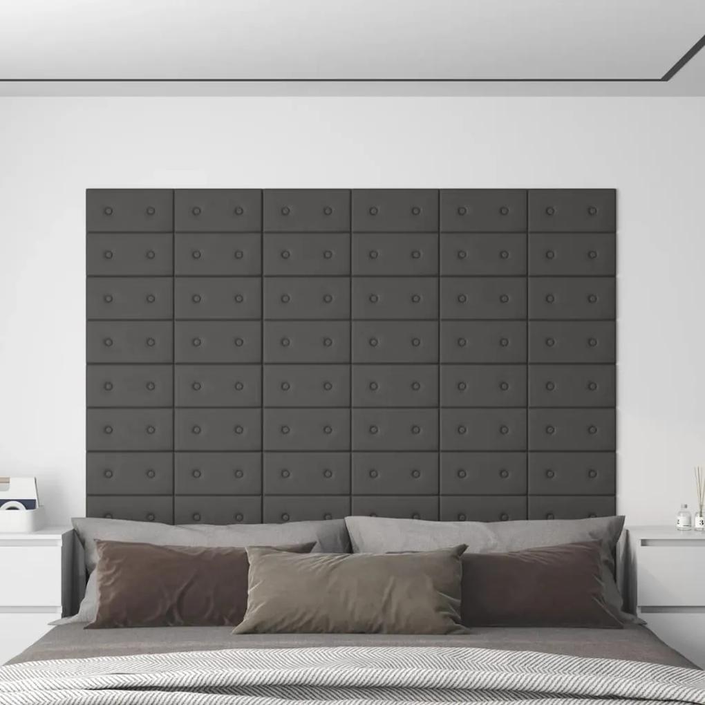 Nástěnné panely 12 ks šedé 30 x 15 cm umělá kůže 0,54 m² - Default Title