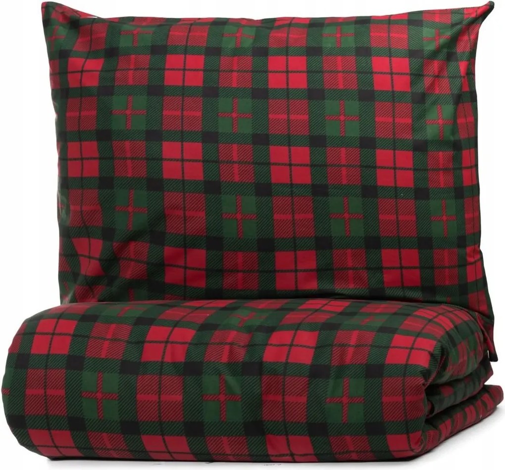 Povlečení kostkované 160x200 bavlna Svatý Štědrý den dárek Tartan Homla