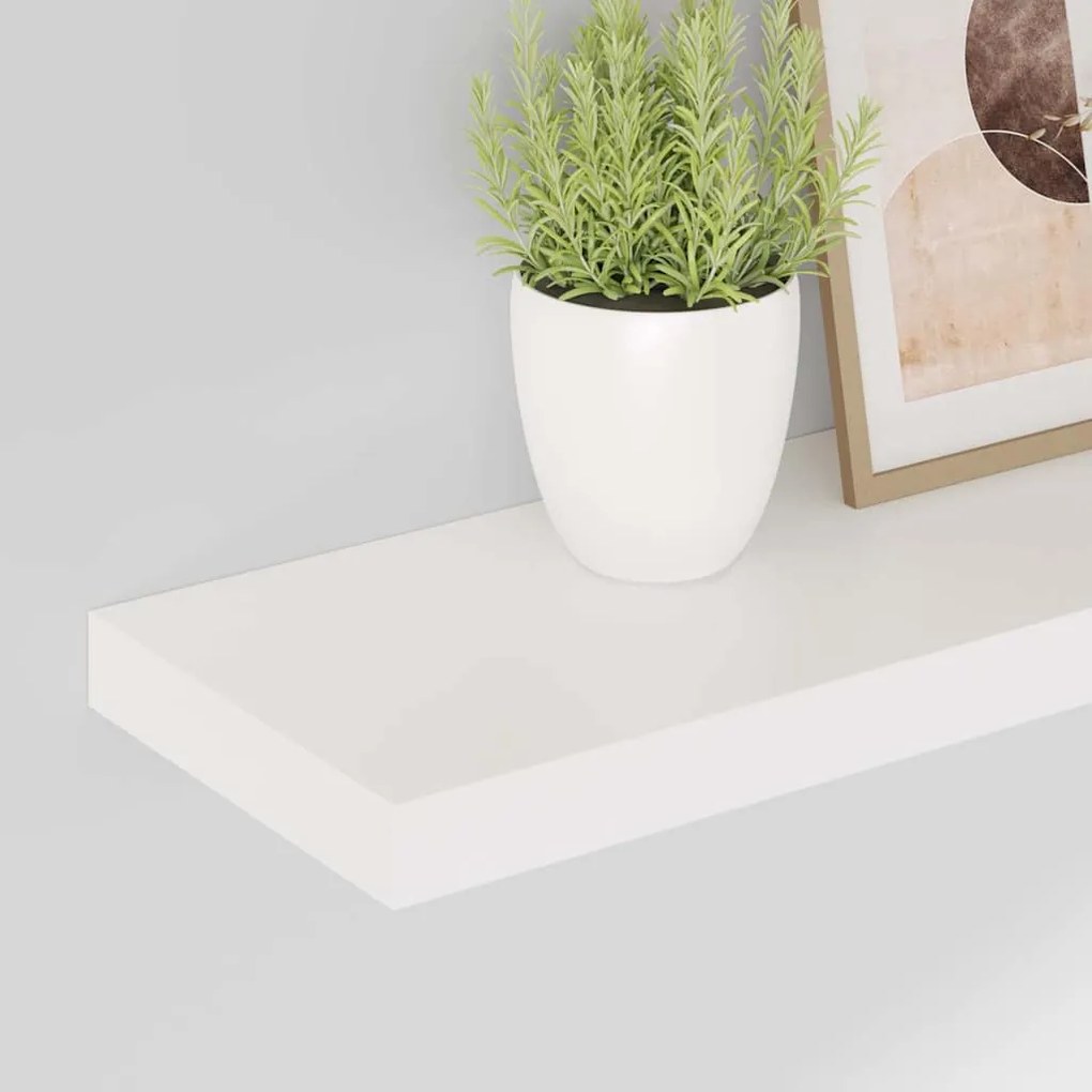 Plovoucí nástěnné police 2 ks lesklé bílé 80x23,5x3,8 cm MDF 323752
