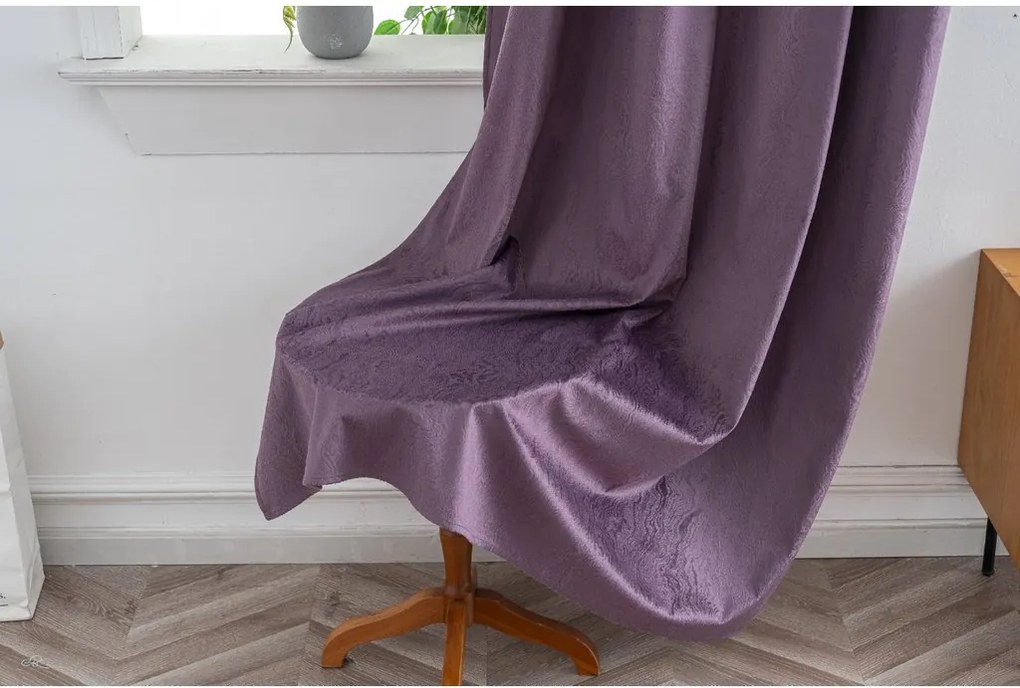 Zatemňovací závěs DUNES VELVET 140x250 cm, fialový Zavěšení: Kovové kroužky