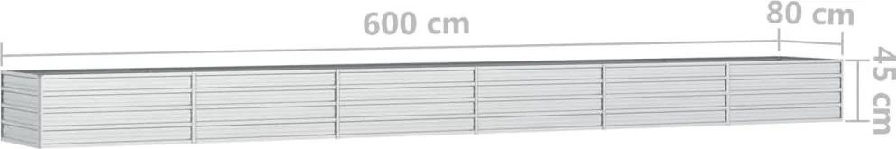 vidaXL Zahradní vyvýšený záhon 600x80x45 cm pozinkovaná ocel stříbrný [316903]