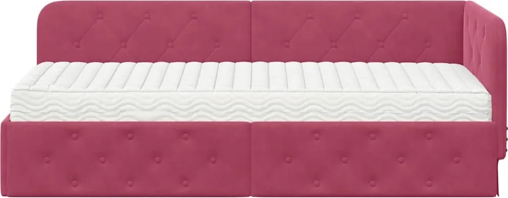 Rohový rám postele Víno Červené 80 x 200 cm samet 3394066