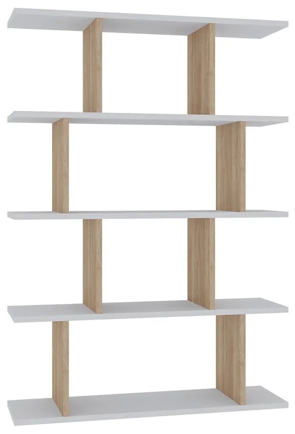 Bílá/přírodní knihovna v dekoru dubu 90x127 cm Harmon – Kalune Design