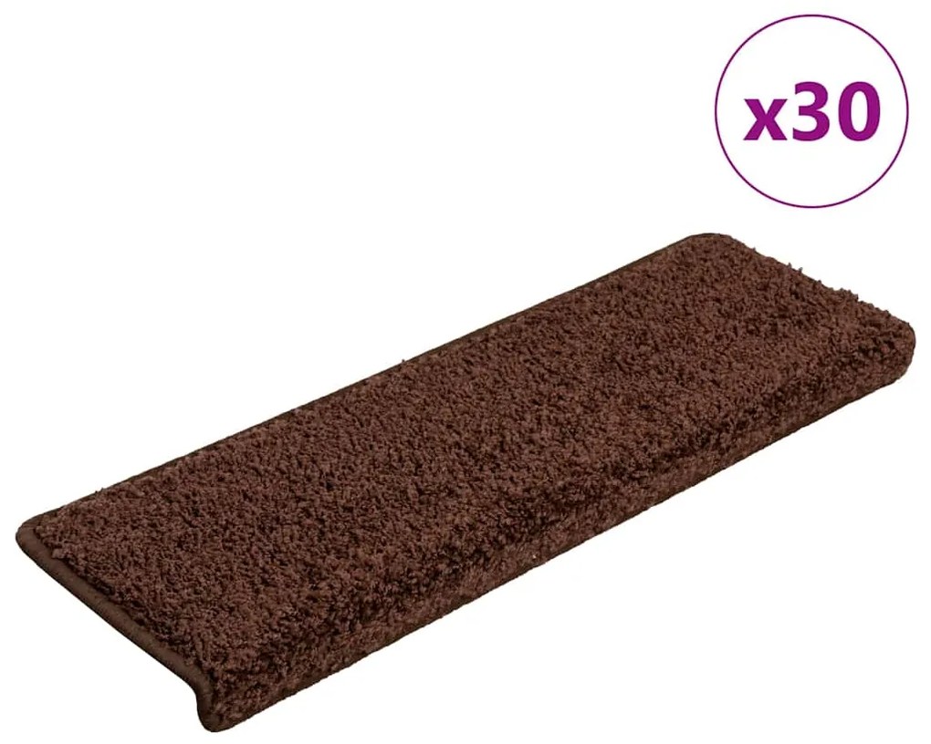Schodové rohože 30 ks 65 x 21 x 4 cm hnědé s obdélníkovým okrajem 3365828