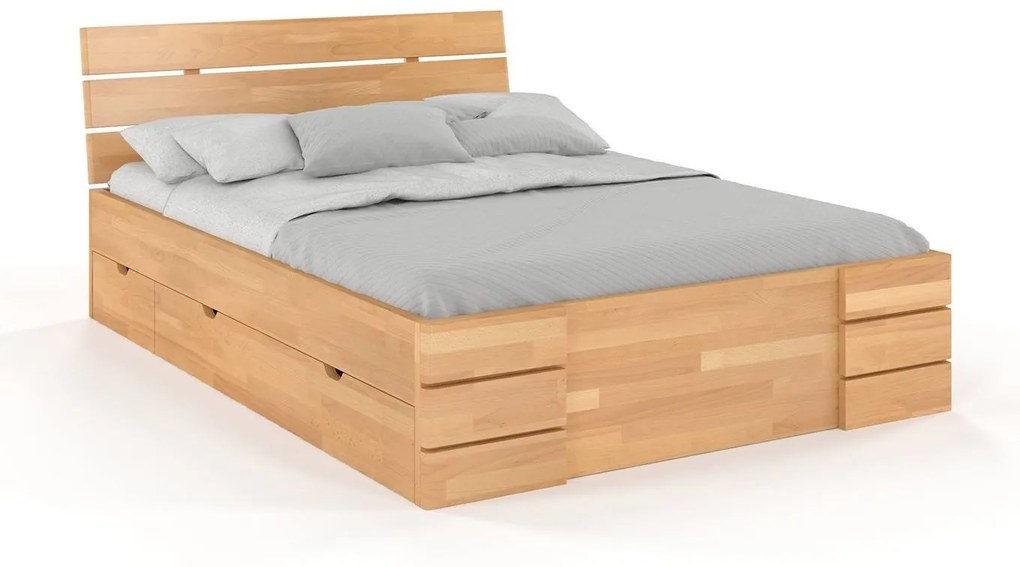 Buková postel s úložným prostorem - Sandemo Drawers   , Buk přírodní, 160x200 cm